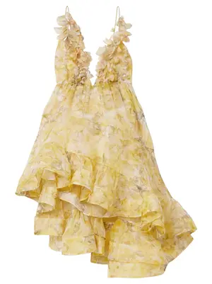 Zimmermann Harmony Appliquéd Mini Dress - Yellow
