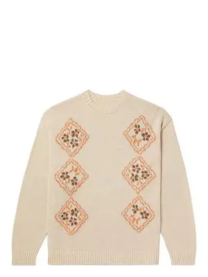 Kapital Jacquard-knitted Cotton-blend Sweater - Neutrals