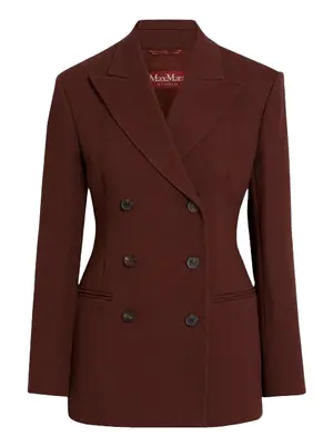 Max Mara MAX MARA STUDIO Zelma Double-Breasted Crepe Blazer Brown