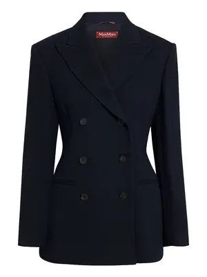 Max Mara MAX MARA STUDIO Zelma Double-Breasted Crepe Blazer Navy
