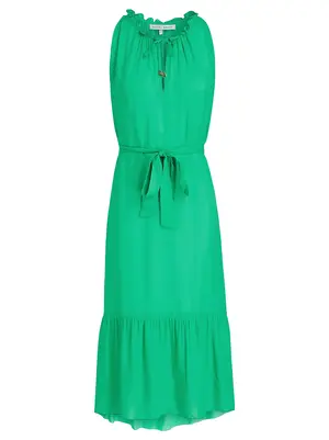 Heidi Klein Gathered Mousseline Midi Dress - Green
