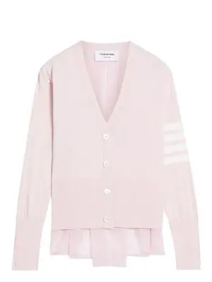 Thom Browne Thom Browne Striped Burnout Silk-Blend Cardigan Pastel Pink