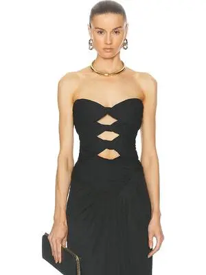 Saint Laurent Jersey Bandeau Top - Noir
