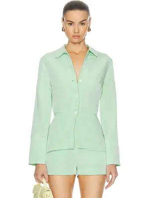 Matthew Bruch Blouson Long Sleeve Blouse - Green