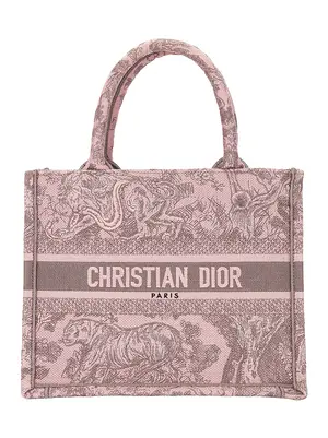 Dior Toile De Jouy Embroidery Book Tote Bag - Pink