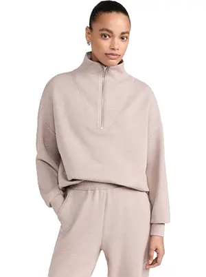 Varley Varley Hawley Half Zip Sweatshirt Taupe Marl