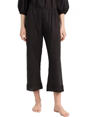 The Great. The Eyelet Easy Sleep Pants - Black