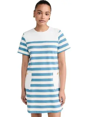 English Factory Striped Knit Mini Dress - White/blue