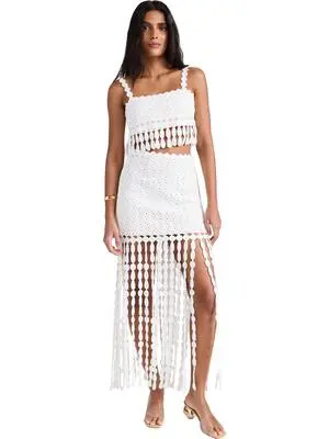 Saylor Elie Fringe Crochet Set - White