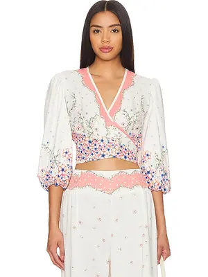 Agua Bendita X Asia Cropped Blouse - Meadow
