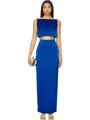 RUMER Oracle Boatneck Gown - Blue