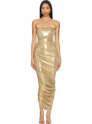 Norma Kamali Strapless Diana Gown - Gold