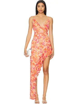 LOVERS AND FRIENDS Lilo Asymmetrical Maxi Dress - Sunset Floral Multi