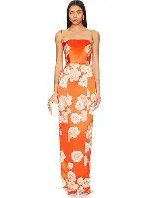 SAU LEE Sofia Dress Orange Multi