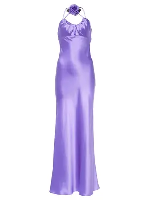 RODARTE Floral-appliqué Silk Gown - Purple