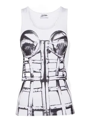Jean Paul Gaultier Cage Trompe L'oeil Tank Top - White