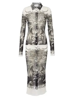JEAN PAUL GAULTIER Printed Mesh Shirt Dress - Multicoloured