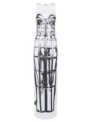 JEAN PAUL GAULTIER Trompe L'oeil Maxi Dress - White