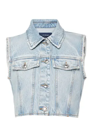 Sportmax Cropped Denim Vest - Blue