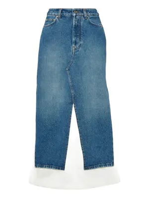 JEAN PAUL GAULTIER Denim And Cotton Maxi Skirt - Blue