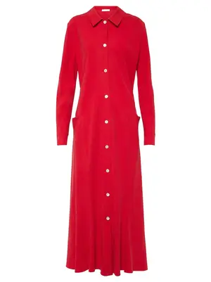 THE ROW Myra Silk Shirt Dress - Red