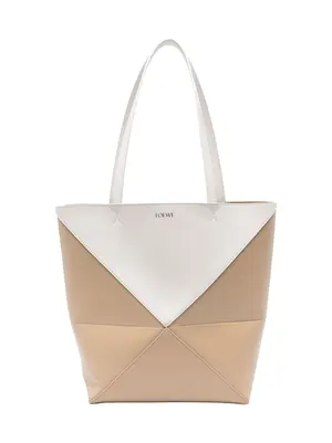 Loewe Puzzle Leather Shoulder Bag - Neutrals