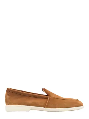 Santoni Almond Suede Loafers - Brown