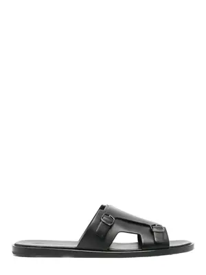 Santoni Double-buckle Leather Sandals - Black