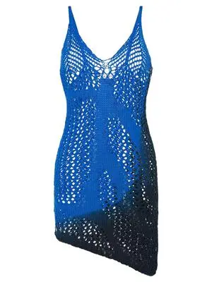Attico Crochet-knit Mini Dress - Blue