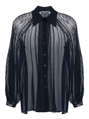 ALBERTA FERRETTI Alberta Ferretti Lace-Trimmed Chiffon Shirt