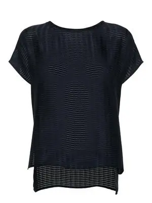 Emporio Armani Sheer-paneled Striped T-shirt - Blue