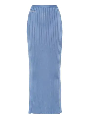 Marni Jacquard-logo Ribbed Maxi Skirt - Blue
