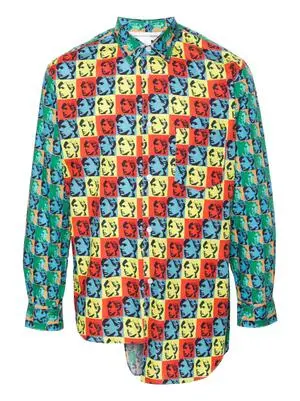 Comme Des Garçons Andy Warhol-print Asymmetric Shirt - Blue