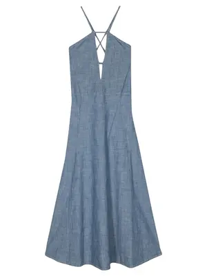 SEMICOUTURE Semicouture Cut-Out Chambray Maxi Dress
