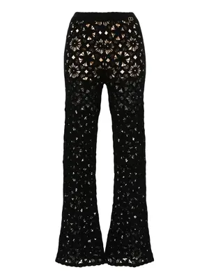TWINSET Floral Crochet Trousers - Black