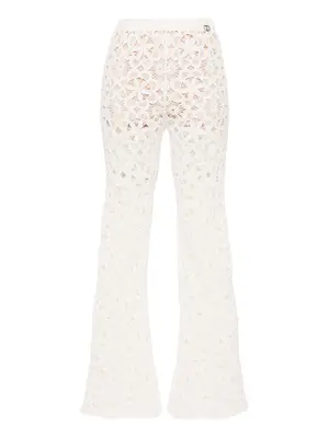 TWINSET Floral-crochet Flared Trousers - Neutrals