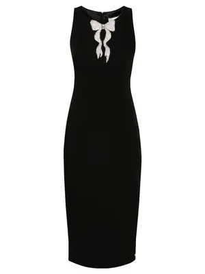 NISSA Bow-detail Crepe Midi Dress - Black