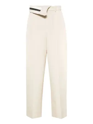 Fendi Foldover Waist Gabardine Trousers - Neutrals