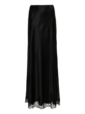 Carine Gilson Lace-detail Silk Skirt - Black