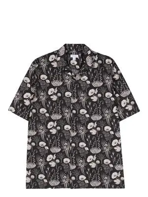 Sunspel Floral-print Cotton Shirt - Black