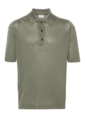 C.P. COMPANY Fine-knit Short-sleeve Polo Shirt - Green
