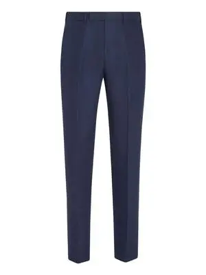 Zegna Oasi Tapered-leg Linen Trousers - Blue