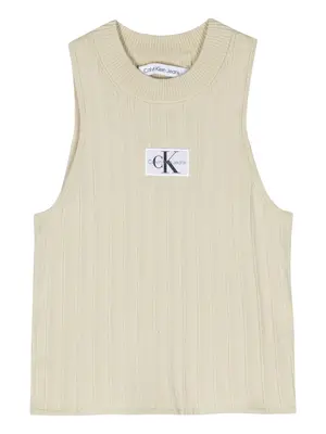 CALVIN KLEIN Logo-Patch Ribbed-Knit Top