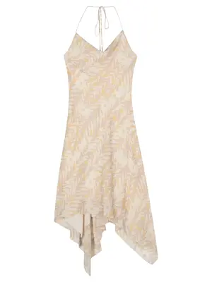 Patrizia Pepe Abstract-pattern Handkerchief Dress - Neutrals