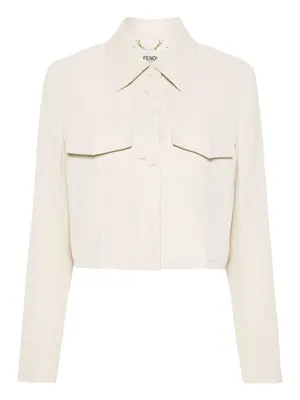 Fendi Twill Cropped Jacket - Neutrals