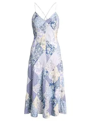 Polo Ralph Lauren Sleeveless Patchwork Midi Dress - Blue