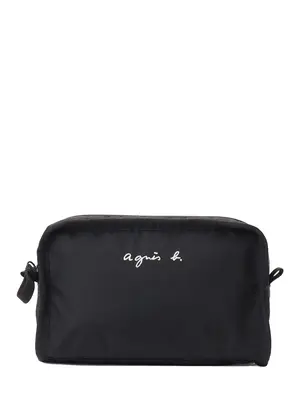 AGNÈS B. Logo-embroidered Zip Pouch - Black