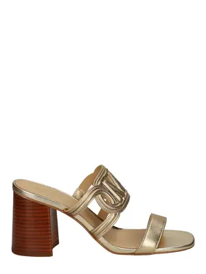 Michael Kors Logo-patch Leather Sandals - Gold