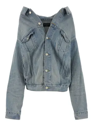 Balenciaga Drop-shoulder Denim Jacket - Blue