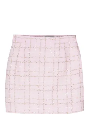 Alessandra Rich Sequin-embellished Tweed Mini Skirt - Pink